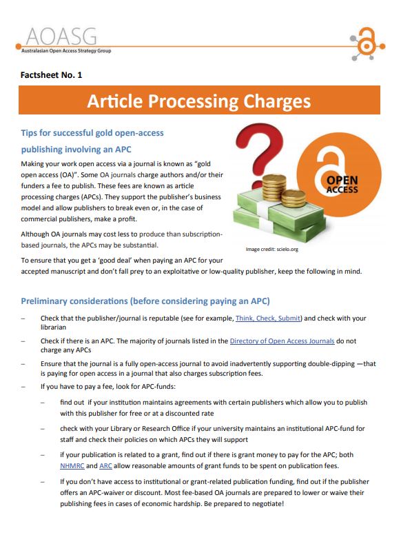 Resources on open access – Australasian Open Access Strategy Group